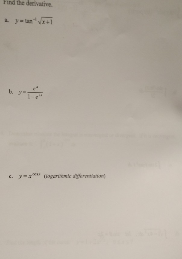 Solved Find the derivative. a. y = tan^-1 Squareroot x + 1 | Chegg.com