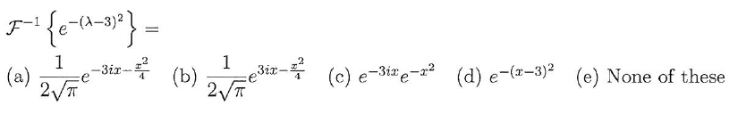 Solved F^-1 {e^(lambda - 3)^2} = (a) 1/2 squareroot pi | Chegg.com