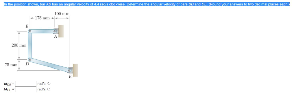 Solved In The Position Shown Bar Ab Has An Angular Velocity