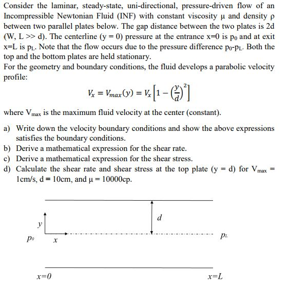 Solved Consider the laminar, steady-state, uni-directional, | Chegg.com