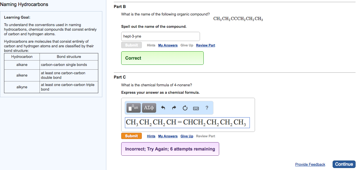 Solved Naming Hydrocarbons Part B Learning Goal: To | Chegg.com