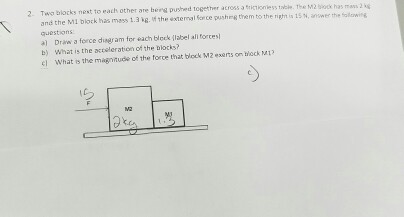 Solved Draw a force diagram for each block (label all | Chegg.com