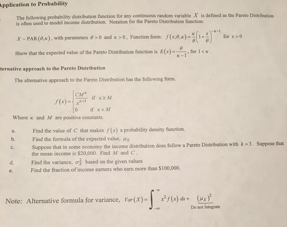 Solved The following probability distribution function for | Chegg.com