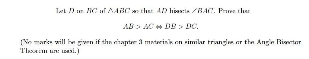 Solved Let D on BC of delta ABC so that AD bisects angle | Chegg.com