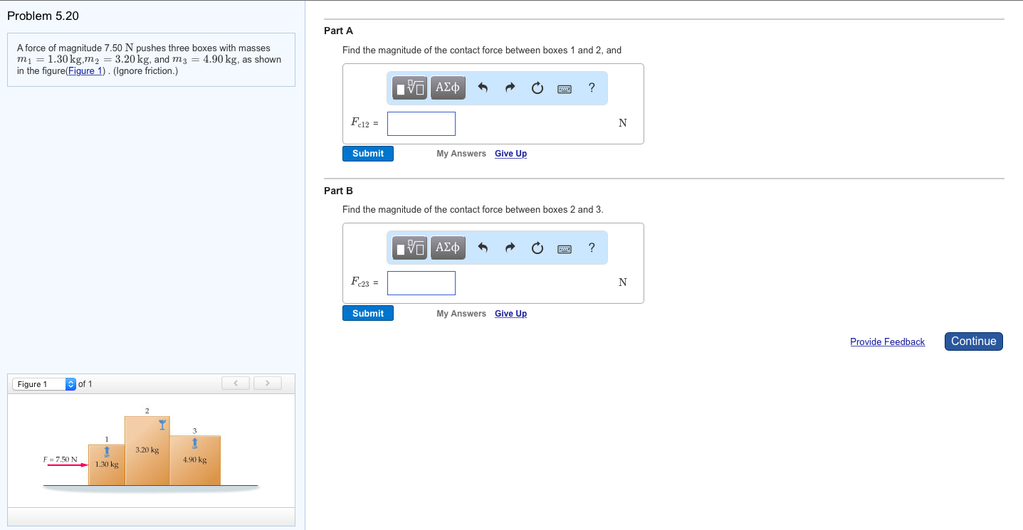Solved A force of magnitude 7.50 N pushes three boxes with | Chegg.com