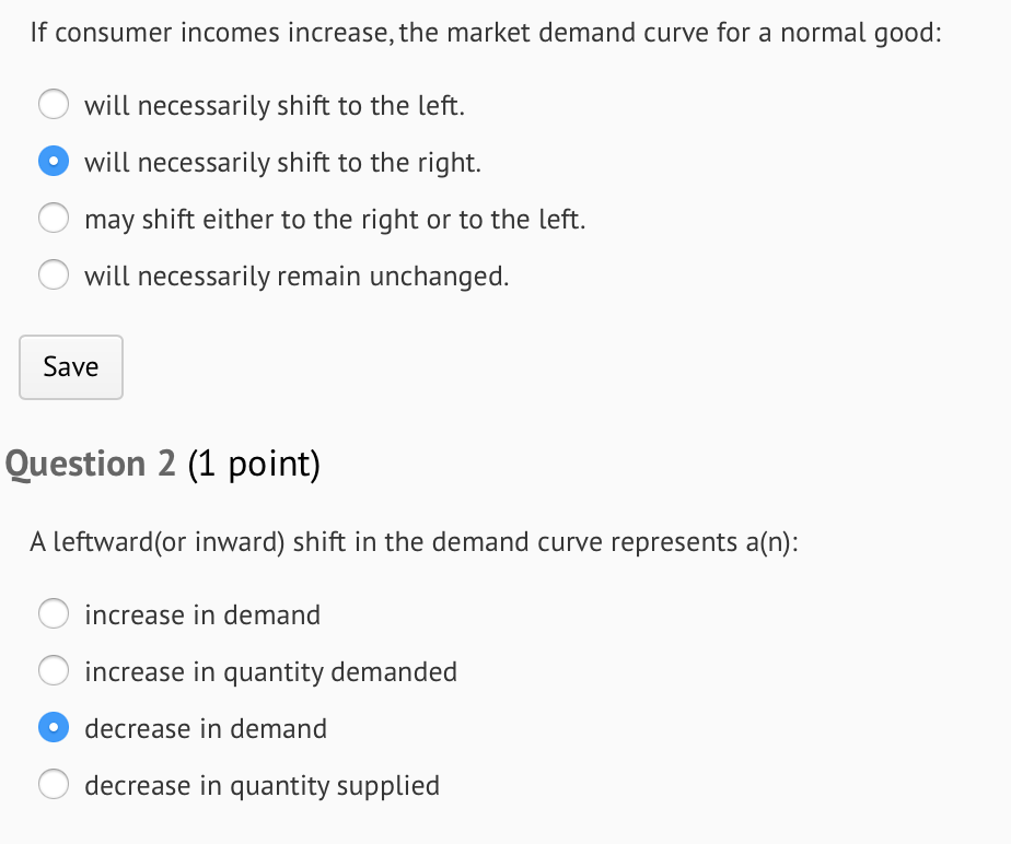 Solved If consumer incomes increase, the market demand curve | Chegg.com