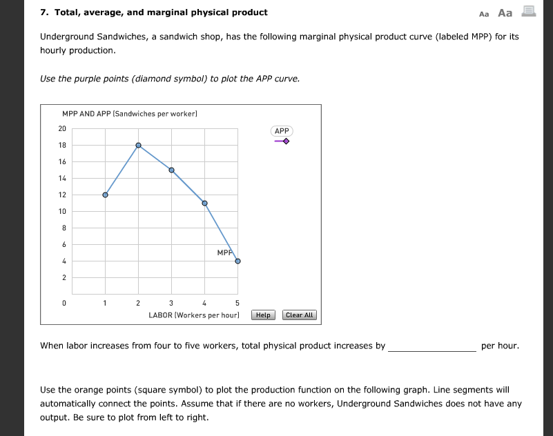 Solved 7. Total, average, and marginal physical product Aa | Chegg.com