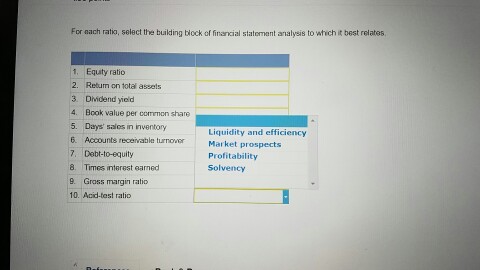 Solved For each ratio, select the building block of | Chegg.com