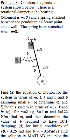 Consider the pendulum system shown below. There is a | Chegg.com
