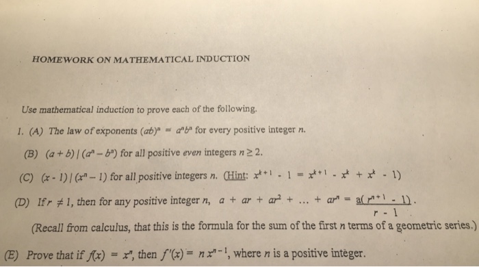 Solved Use mathematical induction to prove each of the | Chegg.com