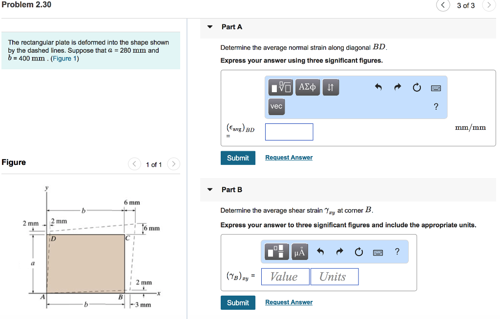 Solved Problem 2.30 3 of 3 Part A The rectangular plate is | Chegg.com