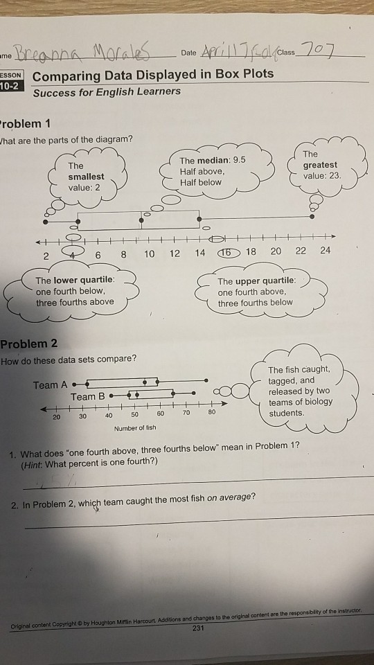 Solved SON Comparing Data Displayed in Box Plots 10-2 | Chegg.com