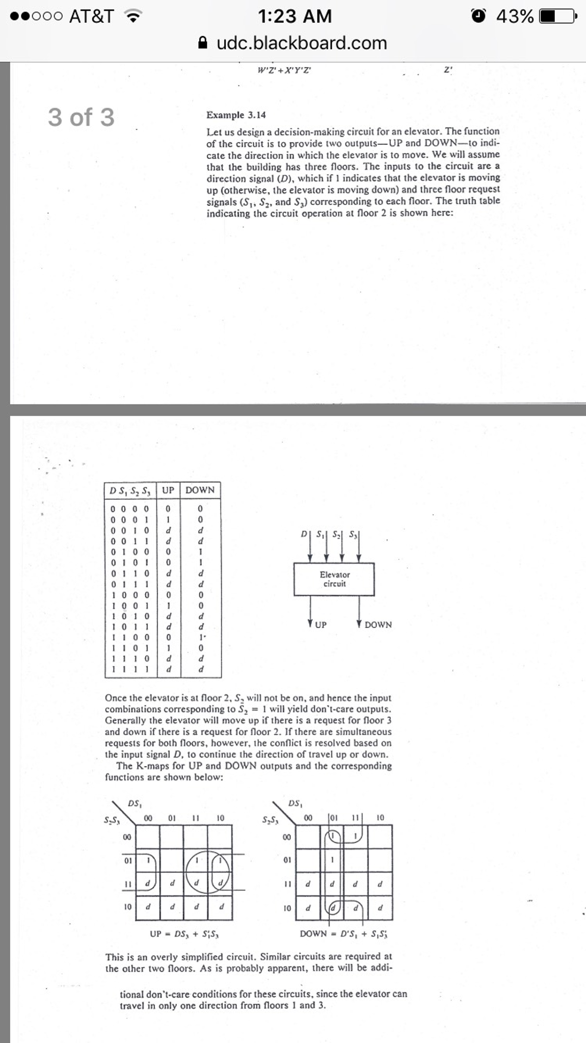 Solved ooo AT&T o 43% 1:23 AM udc.blackboard.com 3 of 3 | Chegg.com