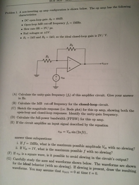 Solved Problem I. A non-inverting op amp configuration is | Chegg.com