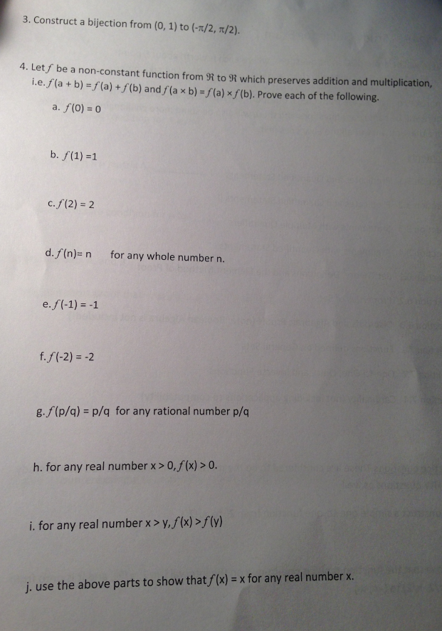 Solved 3. Construct a bijection from (0, 1) to (-T/2, t/2). | Chegg.com