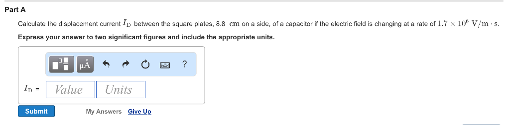 Solved Calculate the displacement current I_D between the | Chegg.com