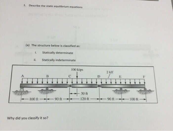 Solved Describe the static equilibrium equations The | Chegg.com