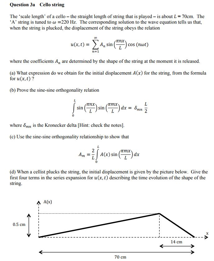 Solved Question 3a Cello string The 'scale length' of a | Chegg.com