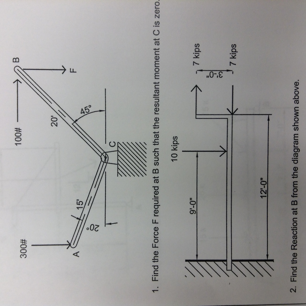 Solved 1. Find the Force F required at B such that the | Chegg.com