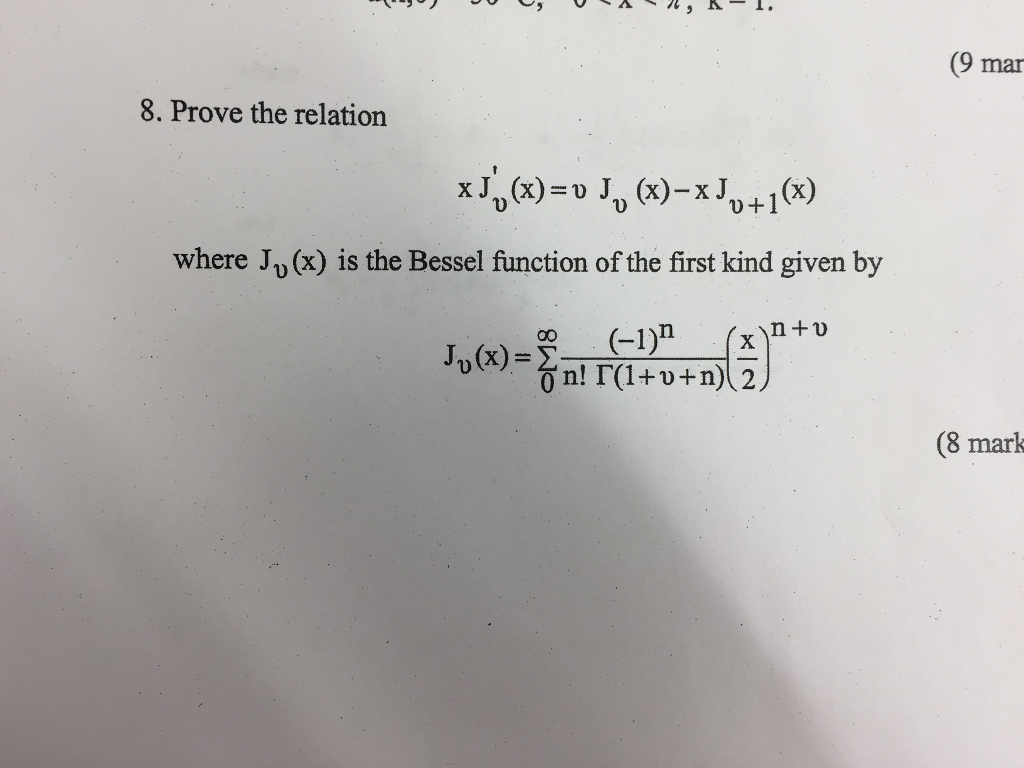 Solved Prove the relation x J' _upsilon (x) = upsilon | Chegg.com