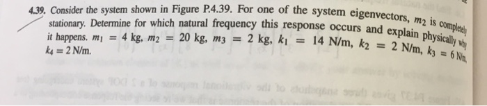 Solved r one of the system eigenvectors, m2 is complet 4.39, | Chegg.com