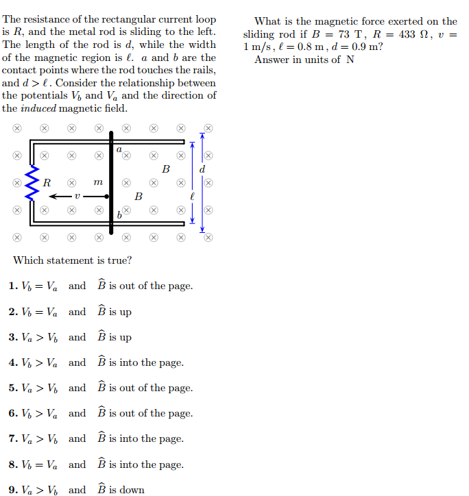 Solved The resistance of the rectangular current loopis R, | Chegg.com