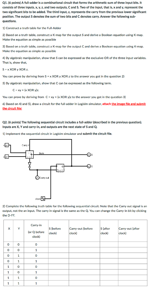 Solved A full-adder is a combinational circuit that forms | Chegg.com