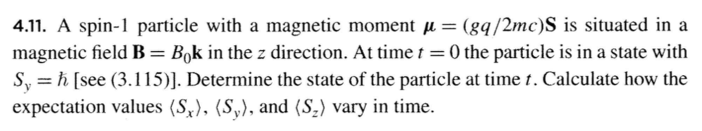 Solved 4.11. spin-1 particle with a magnetic moment μ= | Chegg.com