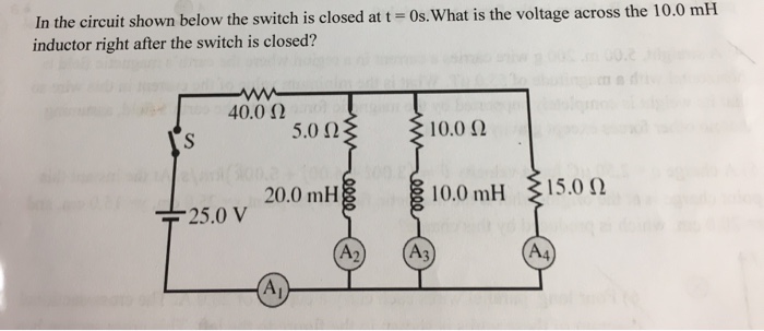 Solved In the circuit shown below the switch is closed at t | Chegg.com