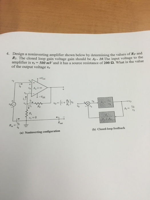 Solved Design a noninverting amplifier shown below by | Chegg.com
