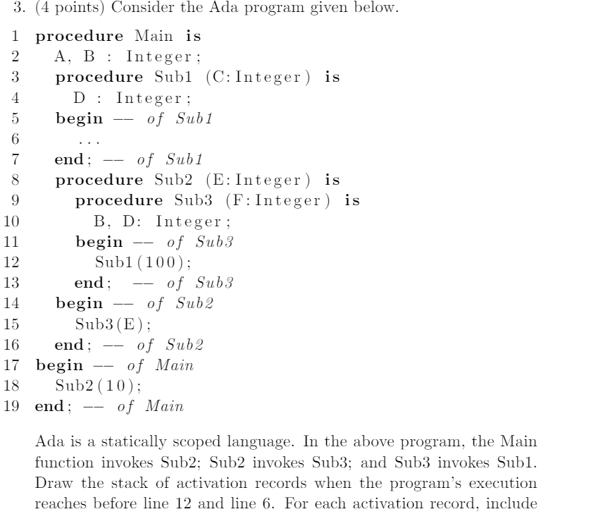 Solved 3 4 Points Consider The Ada Program Given Below 1 6741