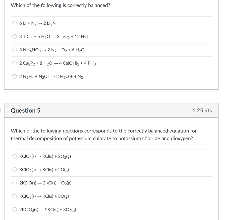 Solved Which of the following is correctly balanced? 6Li+N2 | Chegg.com