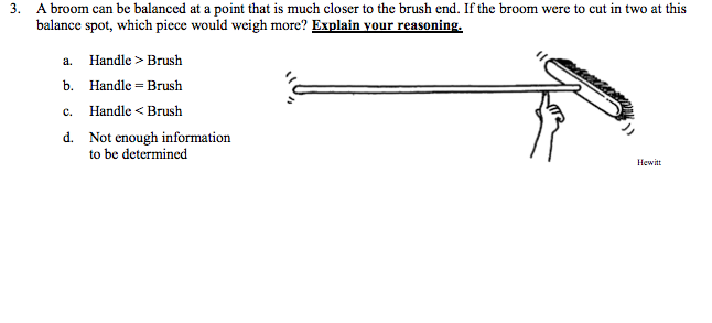 Solved 3. A broom can be balanced at a point that is much | Chegg.com