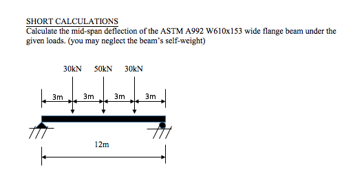 Solved Short Calculations Calculate The Mid Span Deflection