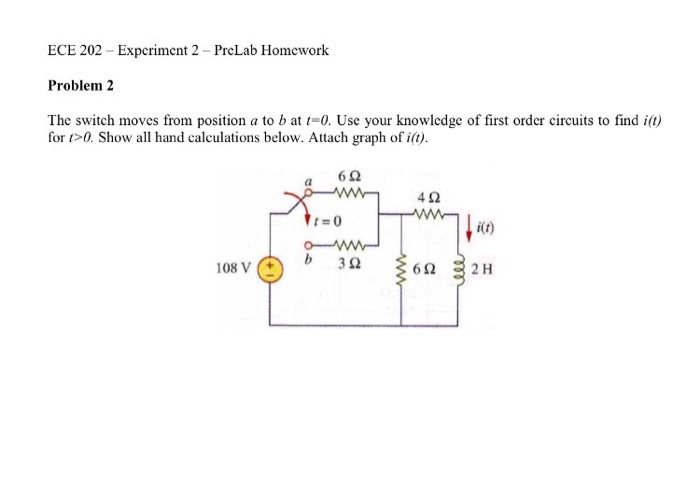 Solved ECE202 Experiment 2 PreLab Homework The switch moves | Chegg.com