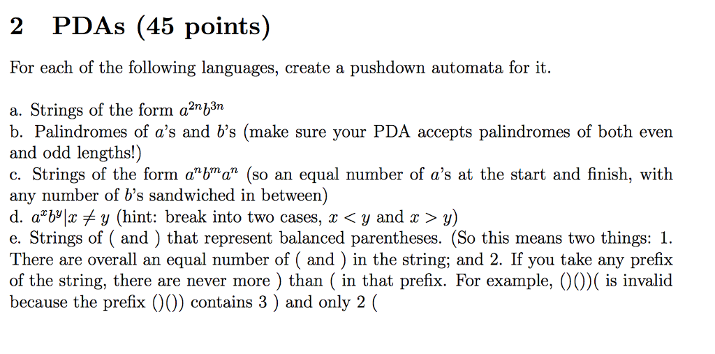 Solved For each of the following languages, create a | Chegg.com