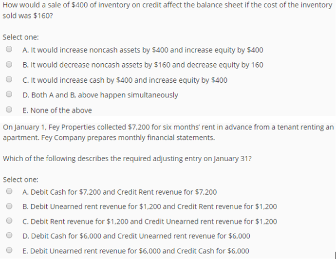 Solved How would a sale of $400 of inventory on credit | Chegg.com