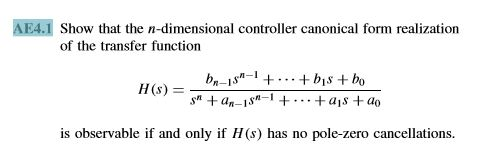 Solved Show that the n-dimensional controller canonical form | Chegg.com