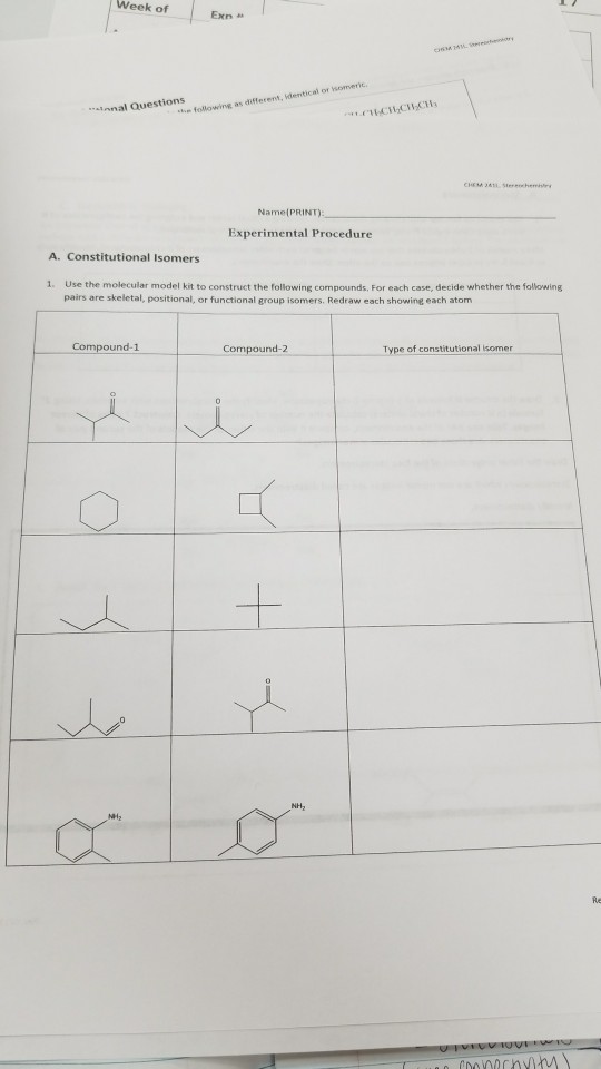 Solved Week of al Questionsfollowint a Experimental | Chegg.com