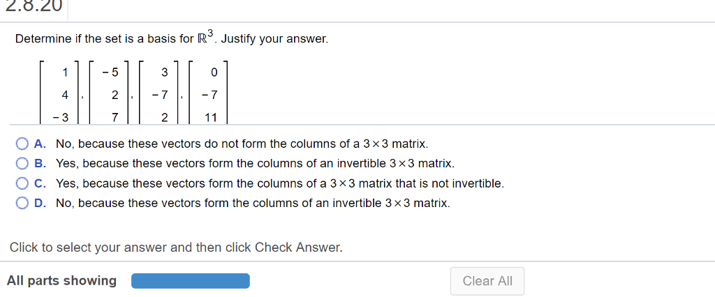 Solved 2.8.20 Determine if the set is a basis for R3. | Chegg.com