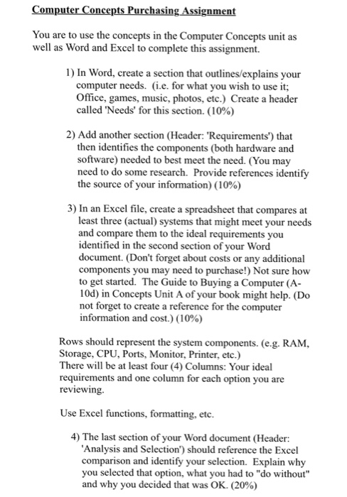 Solved You are to use the concepts in the Computer Concepts | Chegg.com