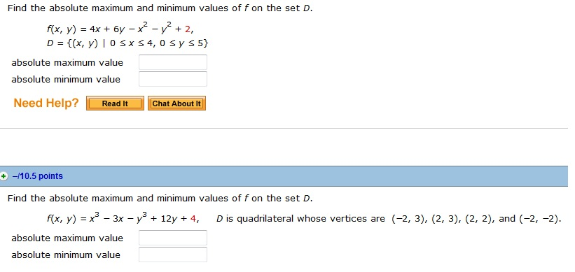 Solved Find The Absolute Maximum And Minimum Values Of F On