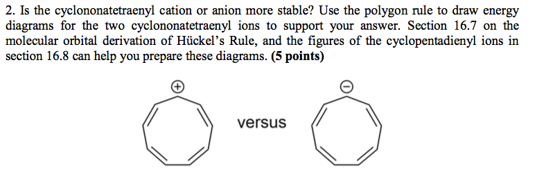 Solved: 2. Is The Cyclononatetraenyl Cation Or Anion More ... | Chegg.com