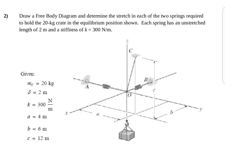 Solved 2) Draw a Free Body Diagram and determine the stretch | Chegg.com