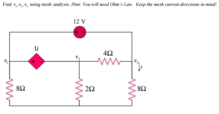 Solved Find v_1, v_2, v_3 using mesh analysis. | Chegg.com