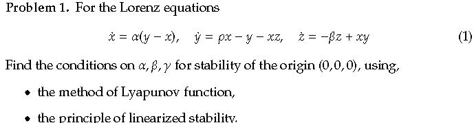 Solved Problem1. For the Lorenz equations Find the | Chegg.com