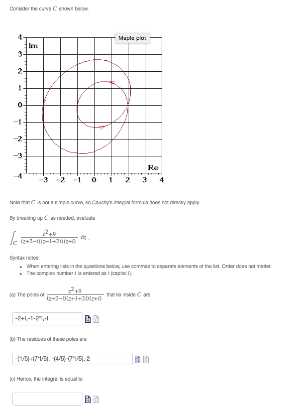 Solved Consider The Curve C Shown Below 4 3 2 Maple Plot Im