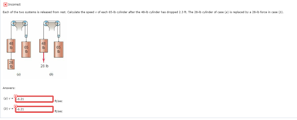 Solved XIncorrect Each of the two systems s released from | Chegg.com