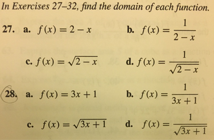 Solved In find the domain of each function. f(x) = 2 - x. | Chegg.com