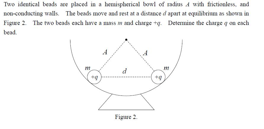 Solved Two identical beads are placed in a hemispherical | Chegg.com